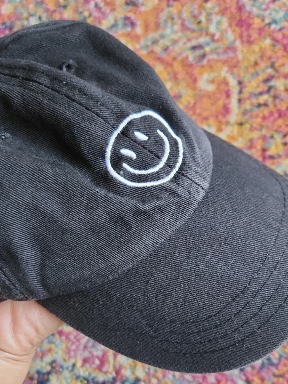 Accessories | Black Smiley Face Baseball Cap | Poshmark